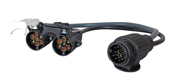 13 Pin Socket Adaptor - 13 Pin Plug to 2 x 7 Pin Sockets - 12V 0-695-67