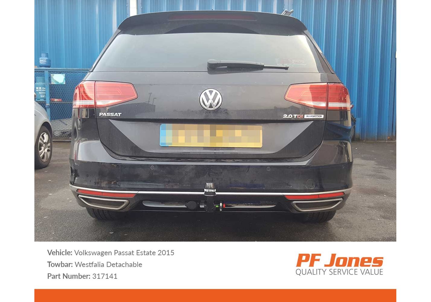 Volkswagen Passat Saloon 2014 2022 Westfalia Detachable Towbar